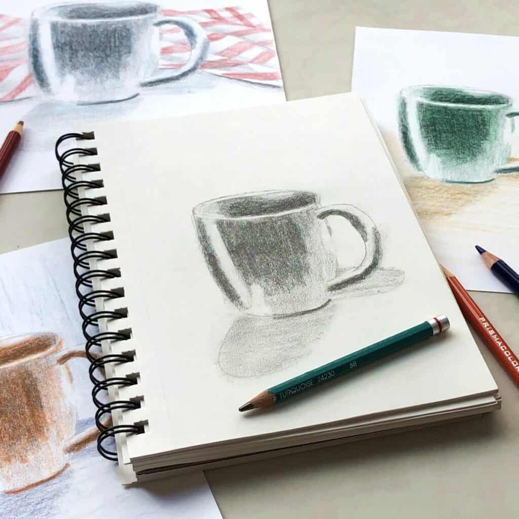 How to Draw a Coffee Mug (Cup Sketch) Beginning Drawings - artlooklearn.com