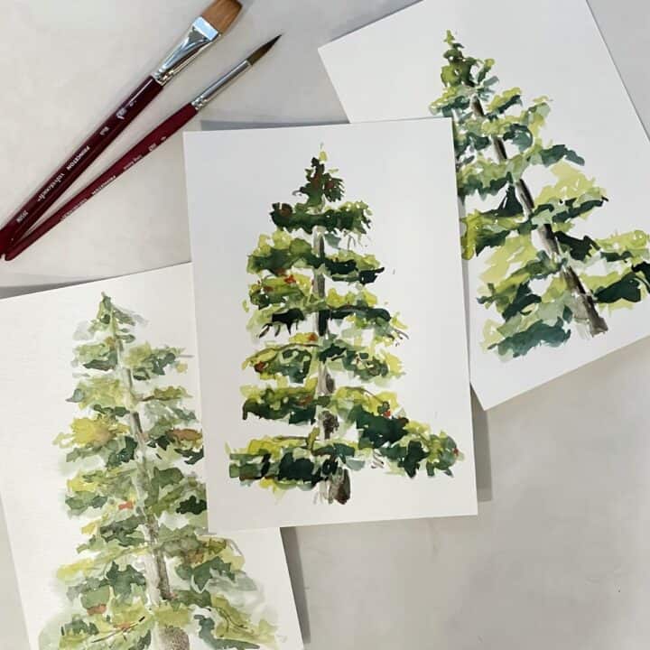 How to Paint a Pine Tree Easy in Watercolor - artlooklearn.com