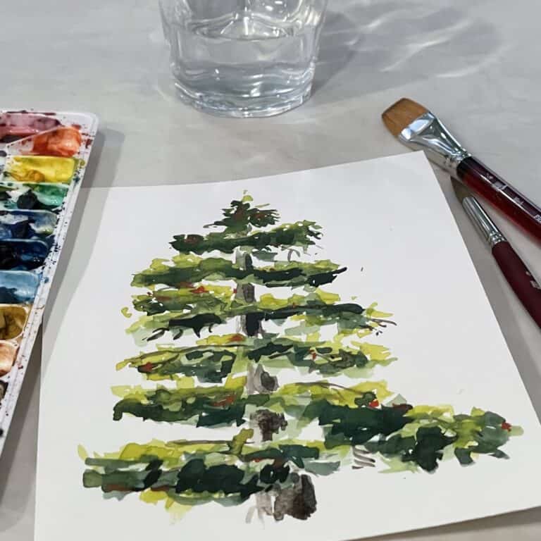 How to Paint a Pine Tree Easy in Watercolor - artlooklearn.com
