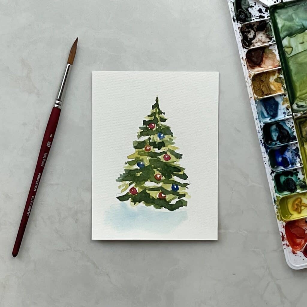 How to Paint a Simple Christmas Tree Step by Step - artlooklearn.com