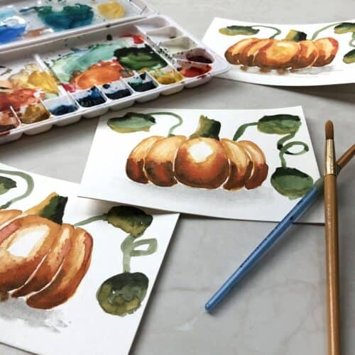 Easy Watercolor Pumpkin Step-by-step (Simple Paint Tutorial ...