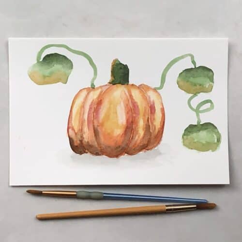 Easy Watercolor Pumpkin Step-by-step (Simple Paint Tutorial ...